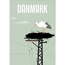 Poster Dänemark – Storch | Skandinavisches Wandbild kaufen